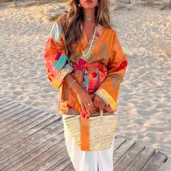 Zara | Tops | Zara Patchwork Print Kimono Top | Poshmark